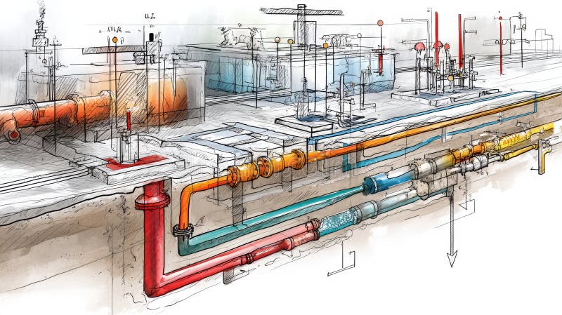Artistic Cross-Section Illustrates Underground Fuel System with ...