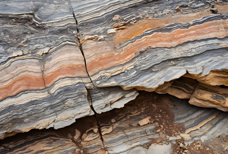 Layered Rock Formation with Visible Veins Stock Illustration ...
