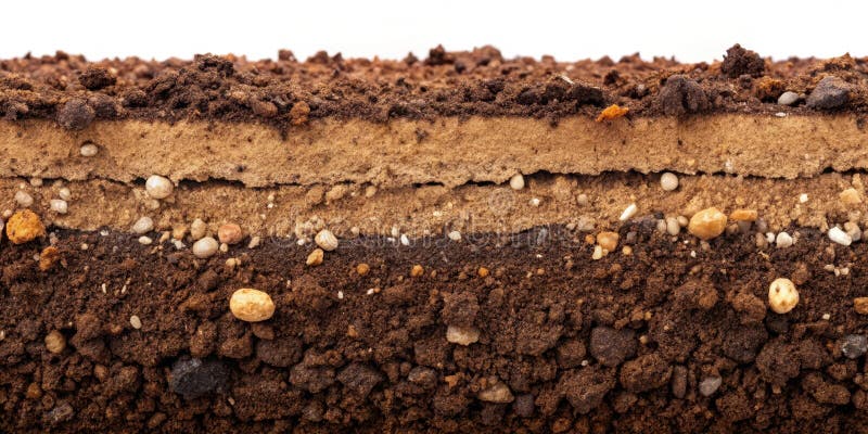 Detailed Cross-section of Soil Layers Revealing Diverse Composition and ...