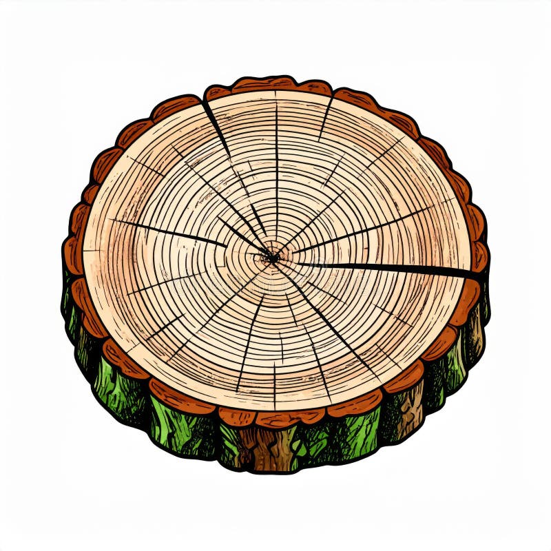 Detailed Cross Section of Tree Trunk Illustration Stock Image ...