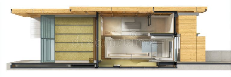 Cross-section View of Wall Showcasing Insulation, Cladding, and ...