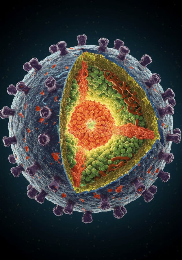 Detailed Cross-Section of a Virus Cell Stock Illustration ...