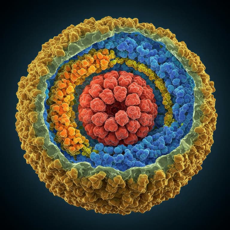 Detailed Cross Section of a Virus Particle Stock Illustration ...