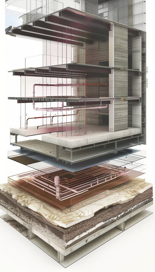 Detailed Cross Section of Building Floor with Underfloor Heating System ...