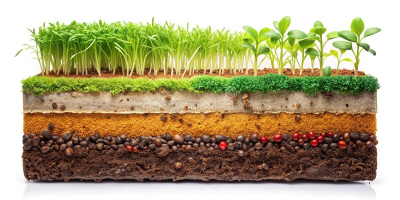 Detailed CrossSection of Soil Layers Observing Plant Growth and ...