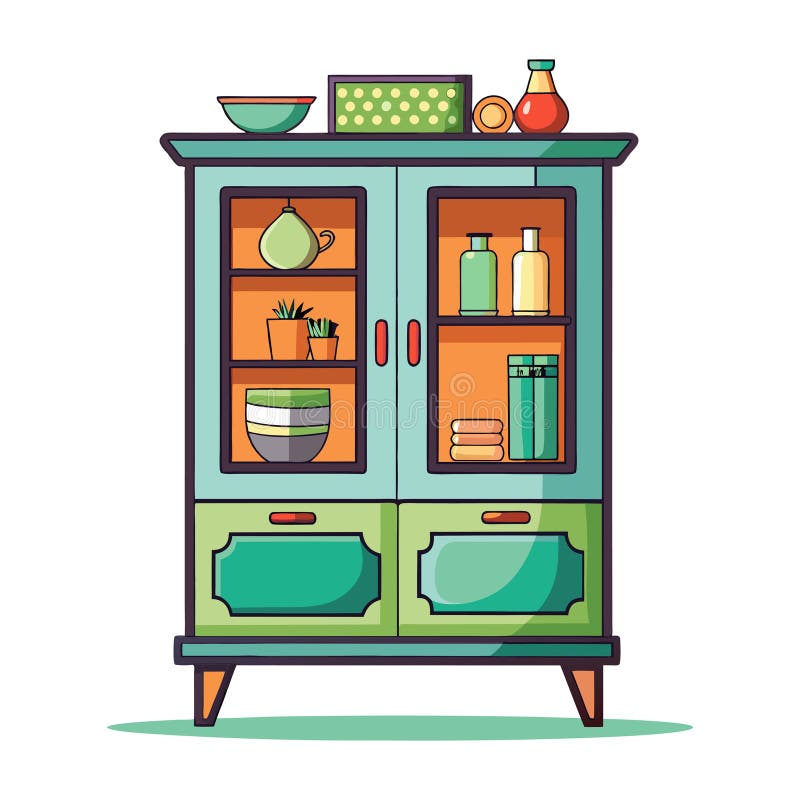 Cupboard Vector Illustration – Isolated on White Background Stock ...