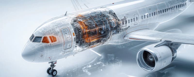 Detailed Cutaway of an Airplane Showcasing Internal Systems and ...