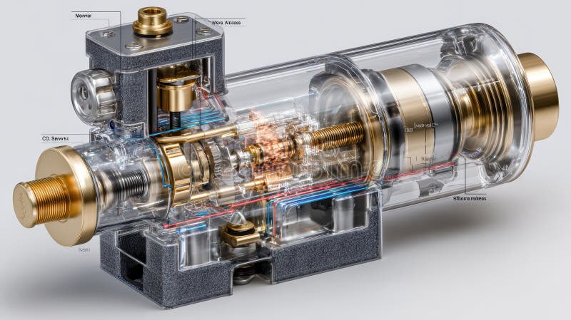Detailed Cutaway of High-Tech Mechanical Component with Engravings ...