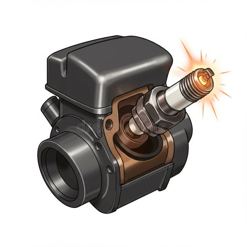 Detailed Cutaway Illustration of Engine Ignition System Stock ...