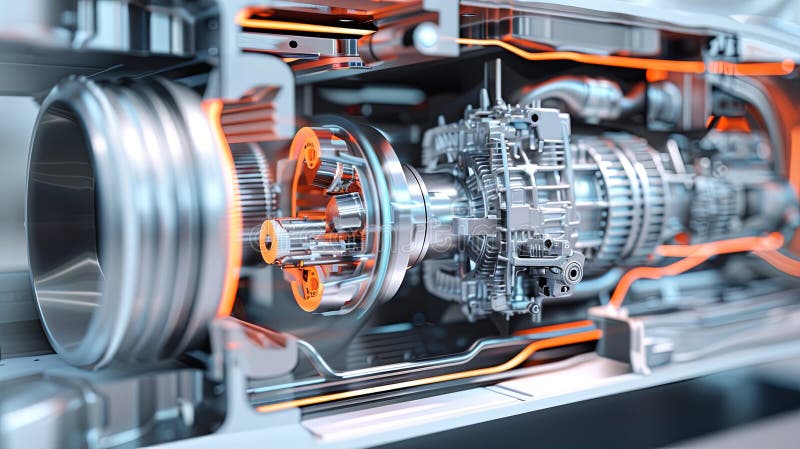 Detailed Cutaway Illustration Inner Workings of Electric Car Engine AI ...