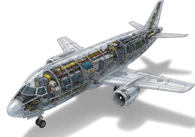 Detailed Cutaway View of an Airplane S Internal Components Isolated on ...