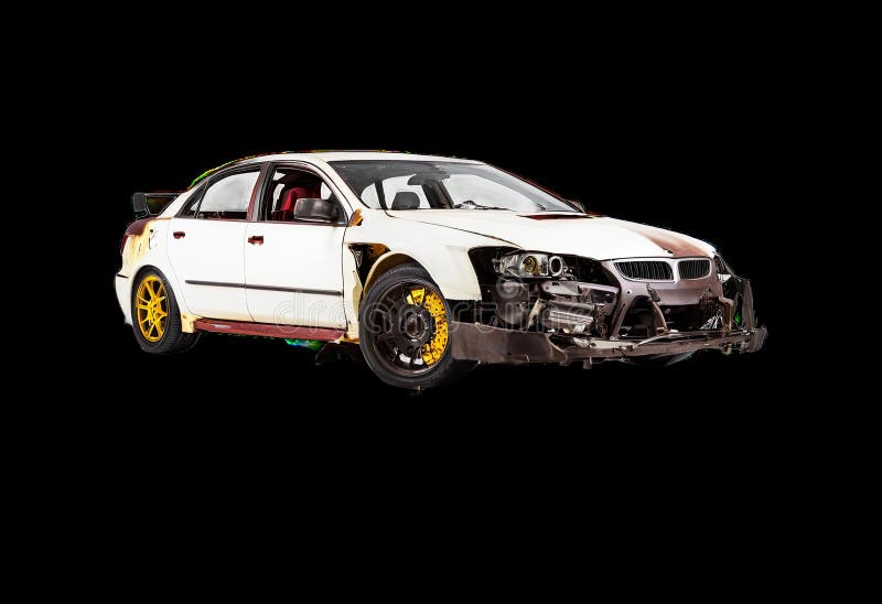 Detailed Cutout of a Custom Modified Racing Car with Exposed Mechanical ...