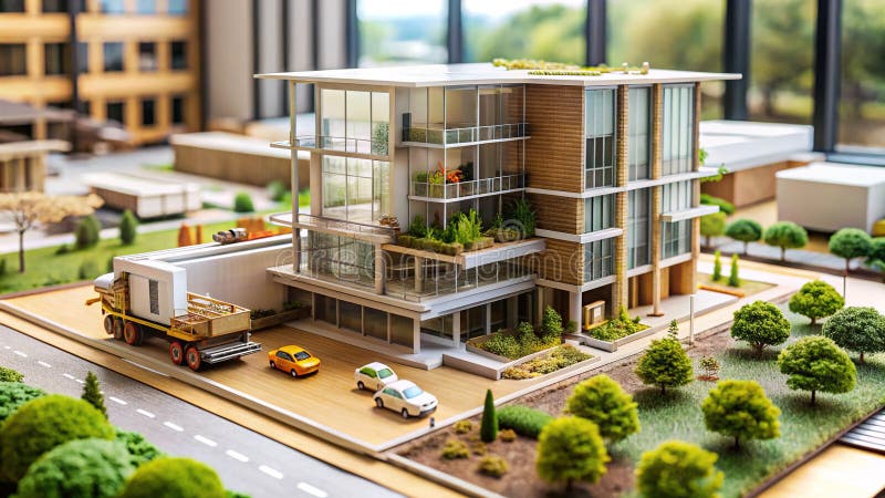 Detailed 3D Architectural Construction Mockup Visualizing Building ...