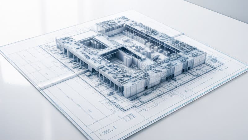 Detailed 3D Blueprint Visualization of Construction Site for ...
