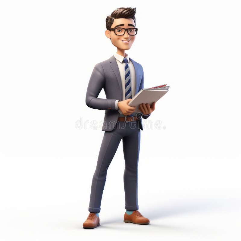 Detailed 3d Cgi Businessman Holding Book and Documents Stock ...