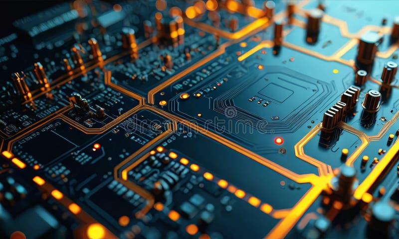 Detailed 3D Circuit Board Showcases Complex Network Interconnected ...