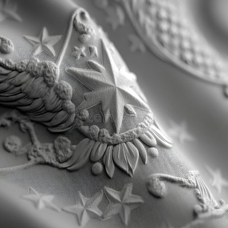Detailed 3D Clay Sculpt of American Flag with Intricate Patterns and ...