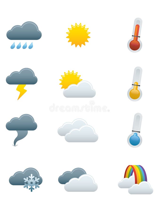 Colored Weather Forecast Icons Set Collection Stock Vector ...