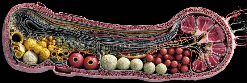 Detailed 3D Cross-Section of Nephron Structure Showcasing Components in ...