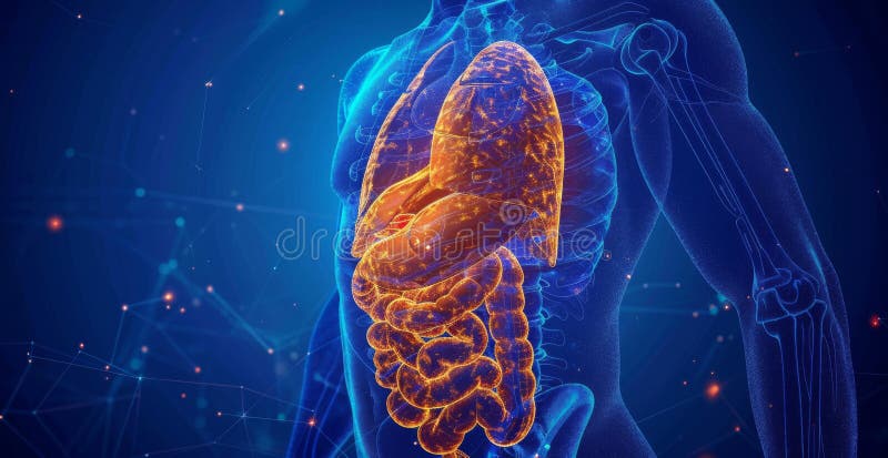3D Digital Illustration of Human Body Anatomy Highlighting Internal ...