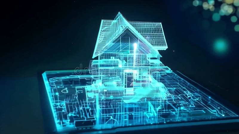 Innovative 3D Digital Blueprint of a Modern House Showcasing ...