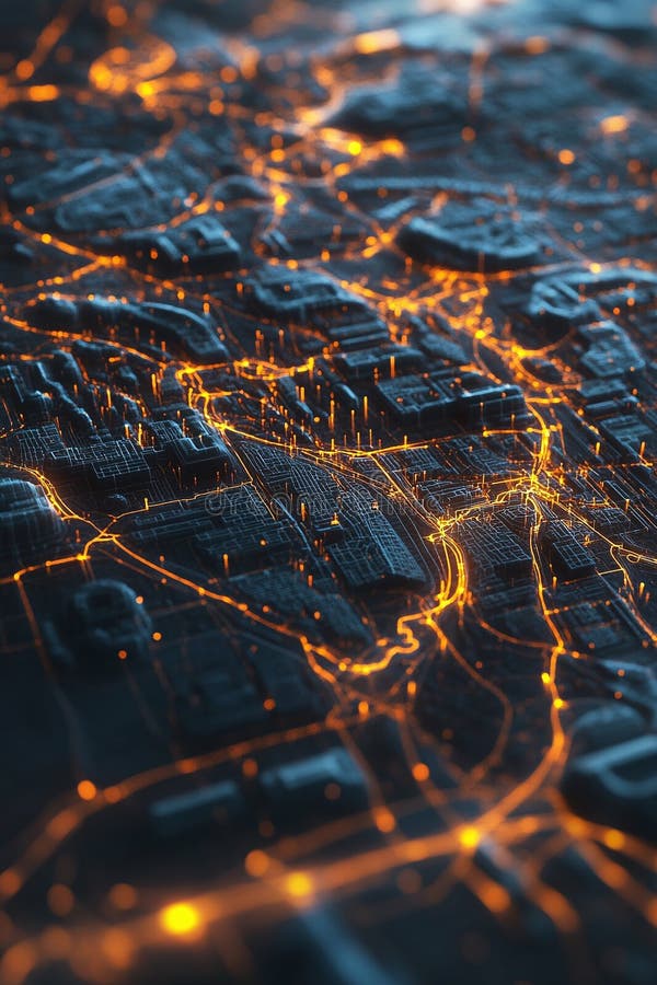 A Detailed 3D GIS Map of Metropolitan Areas with Glowing Pathways ... A Detailed 3D GIS Map of Metropolitan Areas with Glowing Pathways ...