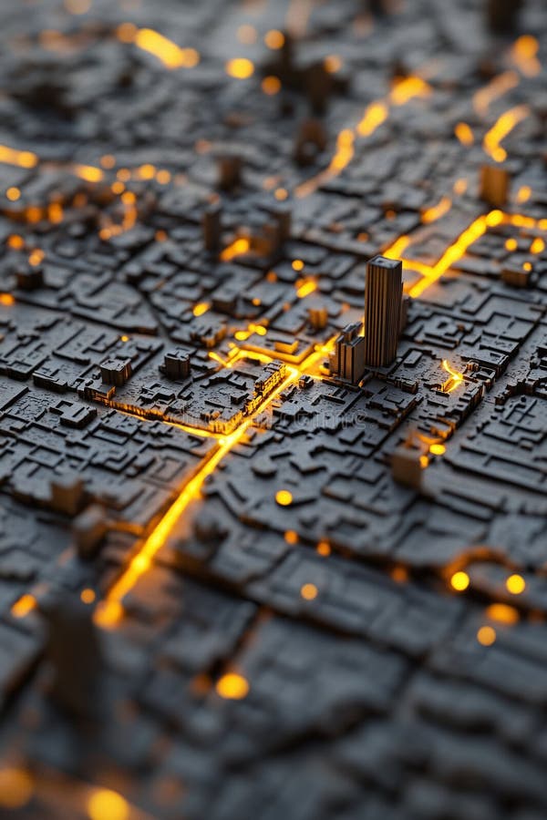 A Detailed 3D GIS Map of Metropolitan Areas with Glowing Pathways ... A Detailed 3D GIS Map of Metropolitan Areas with Glowing Pathways ...