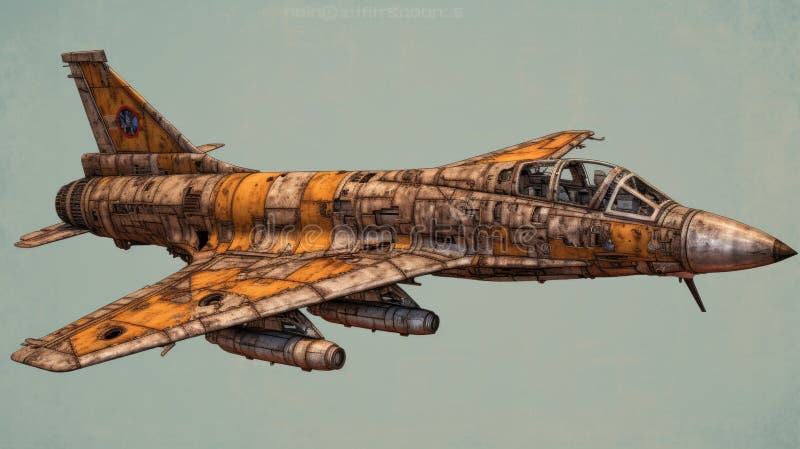 Detailed 3d Graphic of Rusty Iron Jet in Liam Sharp Style Stock ...