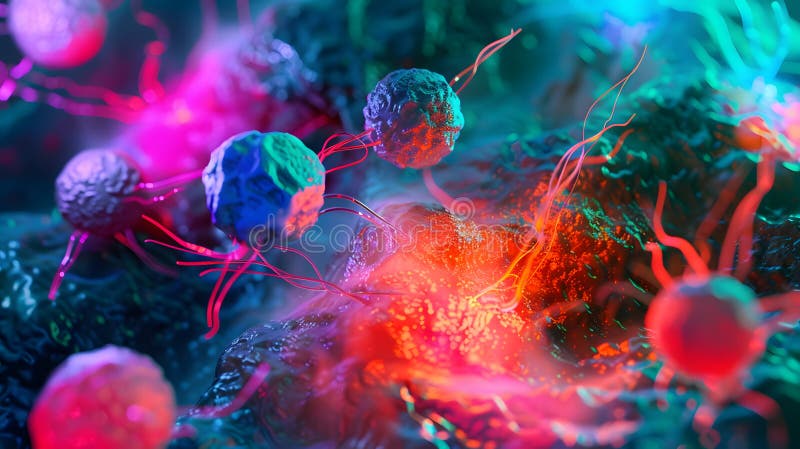 Detailed 3D Illustration of Cancerous Cells. Stock Illustration ...