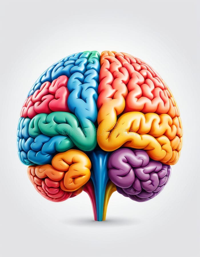 Colorful Brain Model with Distinct Sections Stock Illustration ...