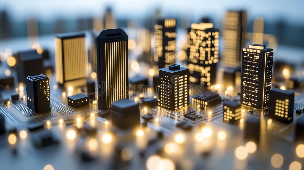 A Detailed 3D Illustration of Cyber Architecture Highlighting Nano and ...