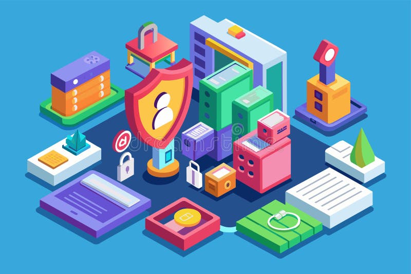 A Detailed 3D Illustration Featuring a Computer and Various Related ...