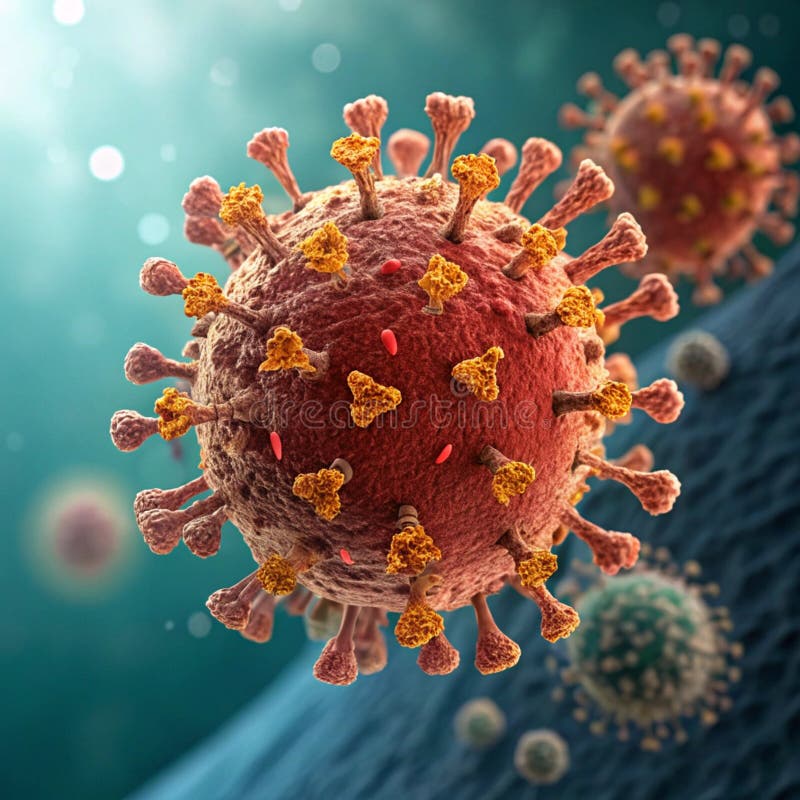 Influenza Virus 3d Illustration Macro Stock Illustration - Illustration ...