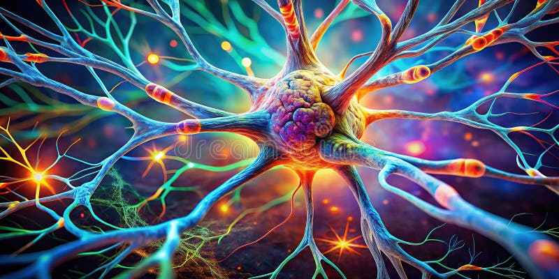 Detailed 3D Illustration of a Multipolar Neuron within the Human Spinal ...