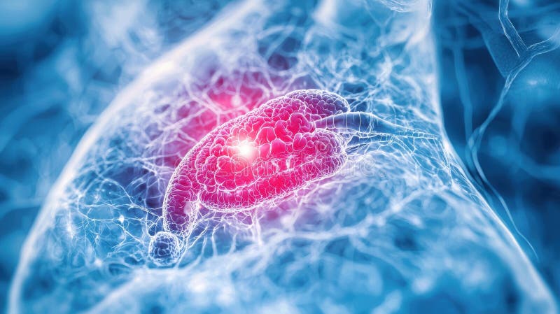 Detailed 3D Illustration of Pancreas with Inflammation and Cellular ...
