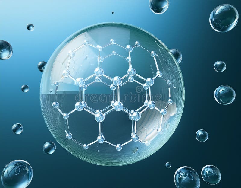 Molecule Inside Liquid Bubble Skincare Cosmetics 3D Illustration Stock ...