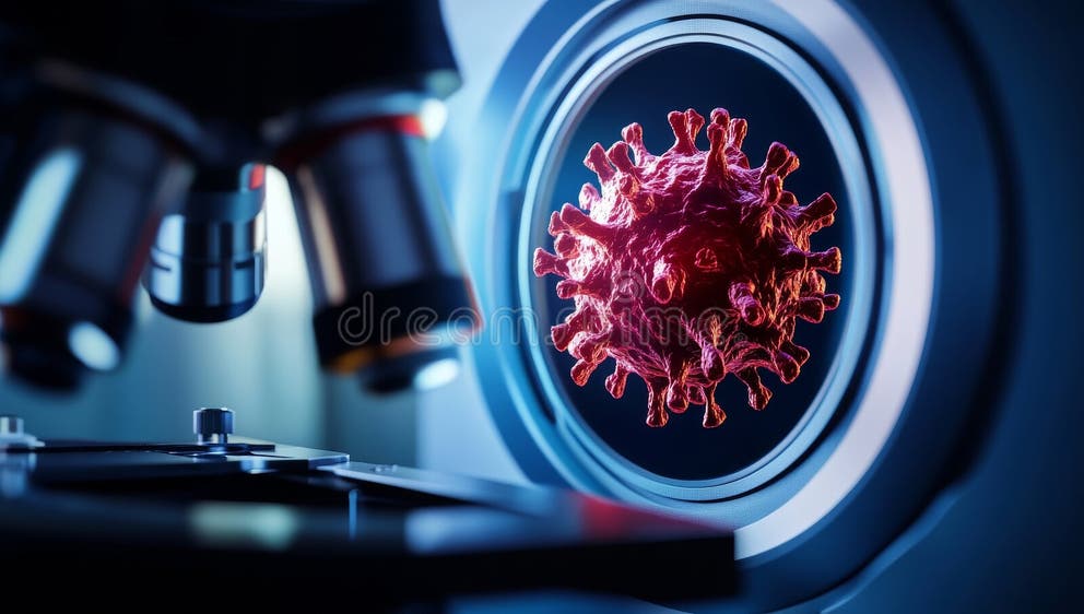 Detailed 3D Illustration of a Virus Particle As Seen Under a Microscope ...