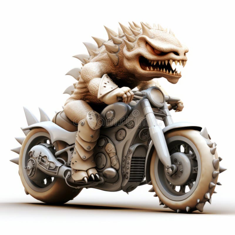 Detailed 3d Image of a Creature Riding a Motorcycle Stock Illustration ...