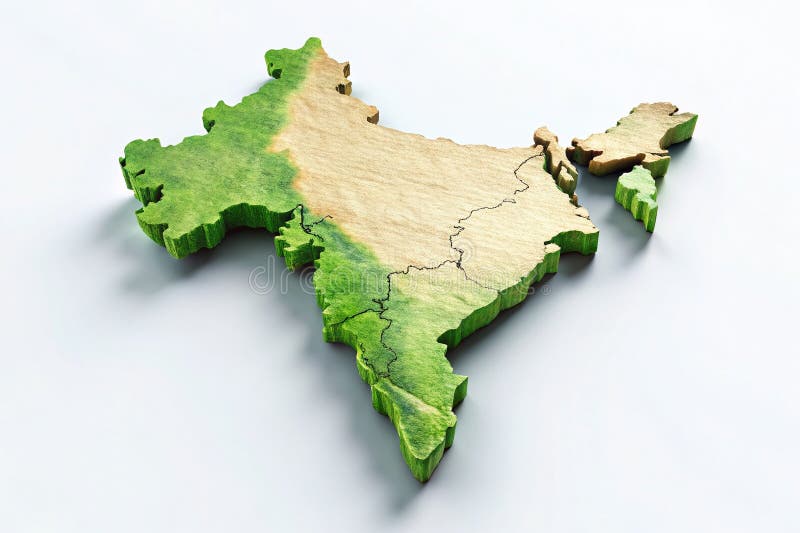 Detailed 3D Isometric Map of India Visually Stunning Relief Model ...