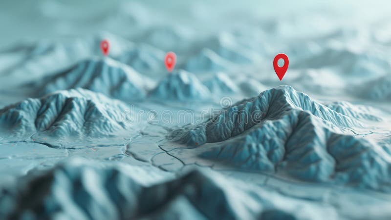 Detailed 3D Map with Geolocation Markers Stock Image - Image of data ...