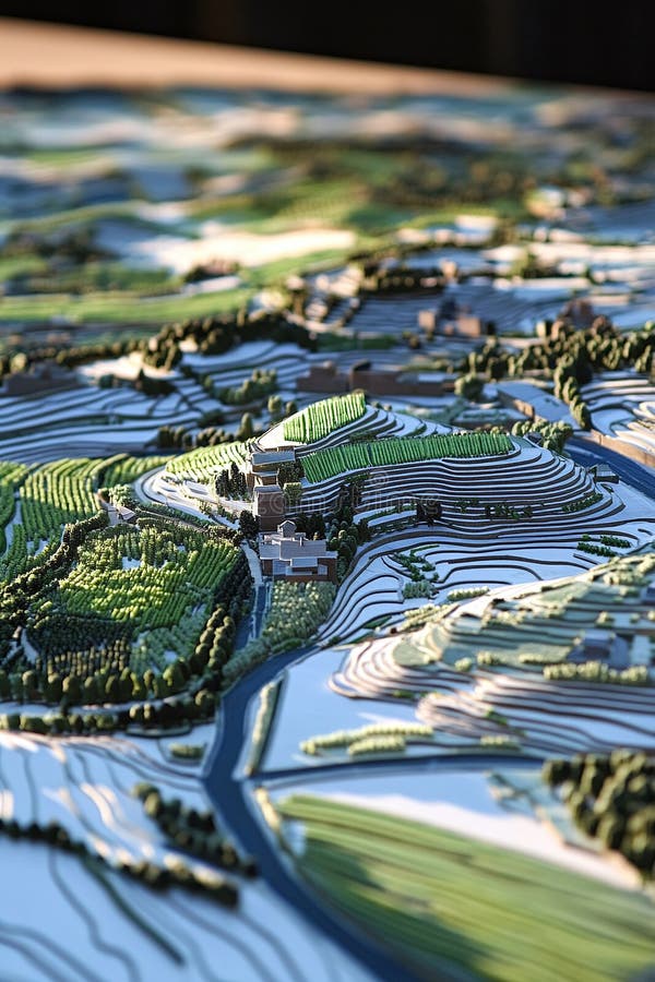 A Detailed 3D Map Showing Agricultural Regions with Spatial Connections ...