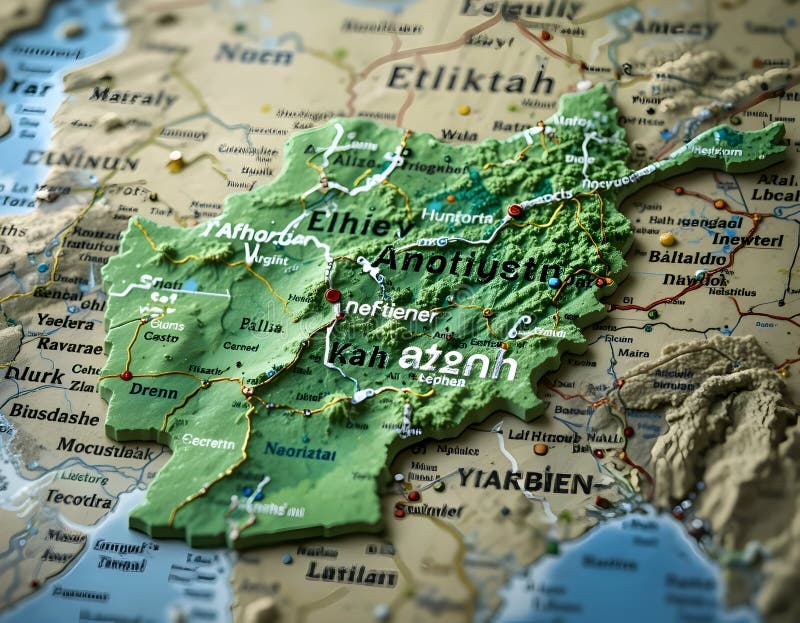 Detailed 3d Map of a Specific Region with Geographic Features Stock ...