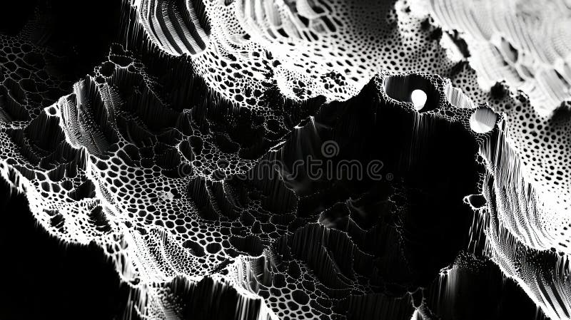 A Detailed 3D Mesh Surface with Wave-like Patterns in Grayscale ...