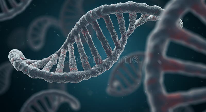 Detailed 3D Microscopic Rendering of DNA Double Helix Molecule in Teal ...