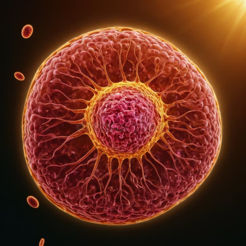 Microscopic View of Human Cell with Glowing Membrane Stock Photo ...
