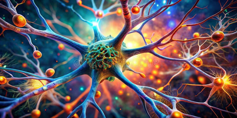 Detailed 3D Microscopic View of a Neuron Exploring Brain Cell Structure ...