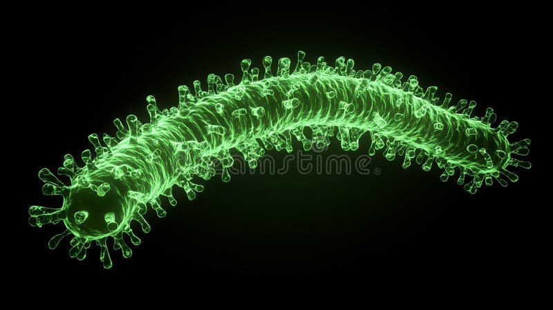 A Detailed 3D Microscopic Visualization, Highlighting the Elongated ...