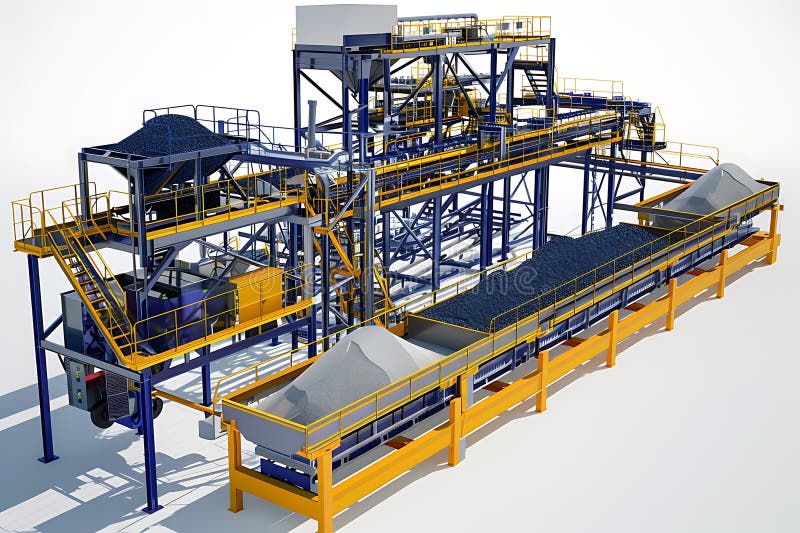 Detailed 3D Model of a Complex Industrial Material Handling System ...