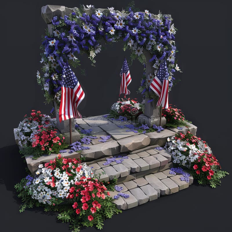Detailed 3D Model of Memorial Day Decoration Stock Illustration ...