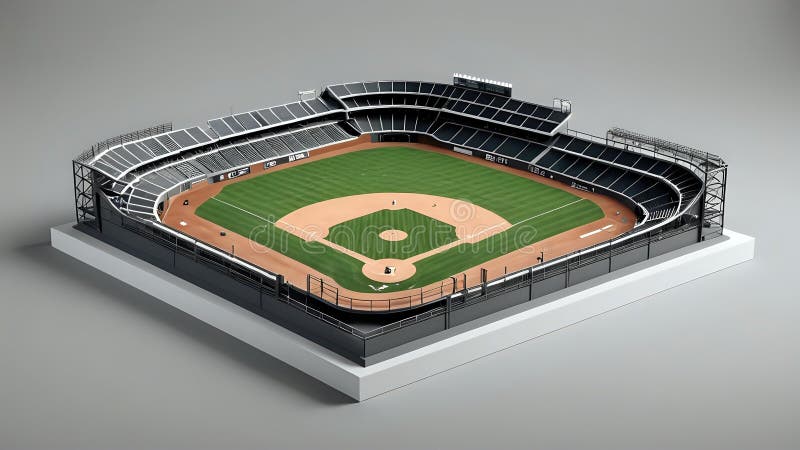 Detailed 3D Model of a Modern Baseball Stadium Stock Illustration ...